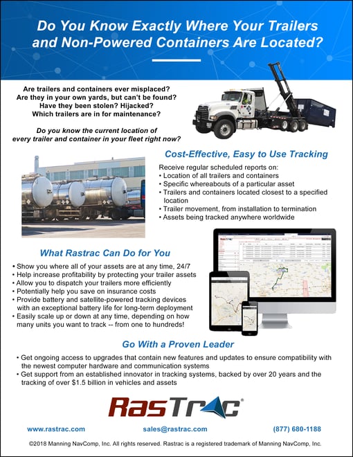 Automated Tracking Solution | Trailer Tracking Feature Sheet | RASTRAC