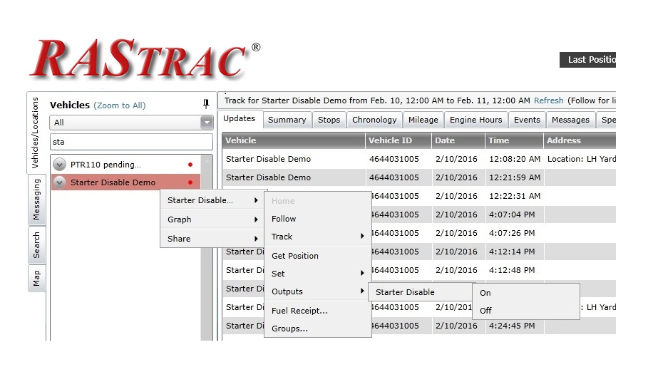 New RASTRAC Feature: Time-Based Starter Disable